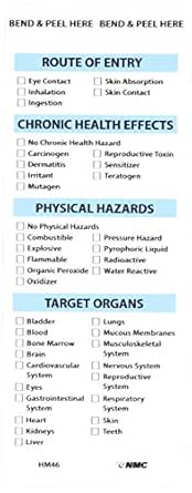 NMC HM46 Target Organ Label,2-1/2" Length x 6" Height, Pressure ...