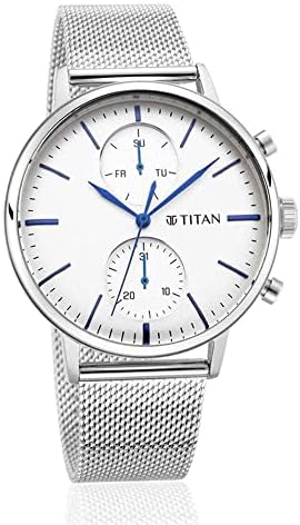 Titan Light Leathers Quartz Multifunction Silver Dial Silver Stainless ...