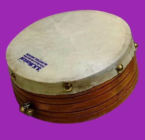 Wooden Khanjiri/Daphali with 2 Ghungruo Purely White Goat Skin ...