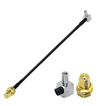 NBR SMA Female to TS9 Male Right Angle RG174 Cable Connector Adapter Antenna Extension RG174 ...