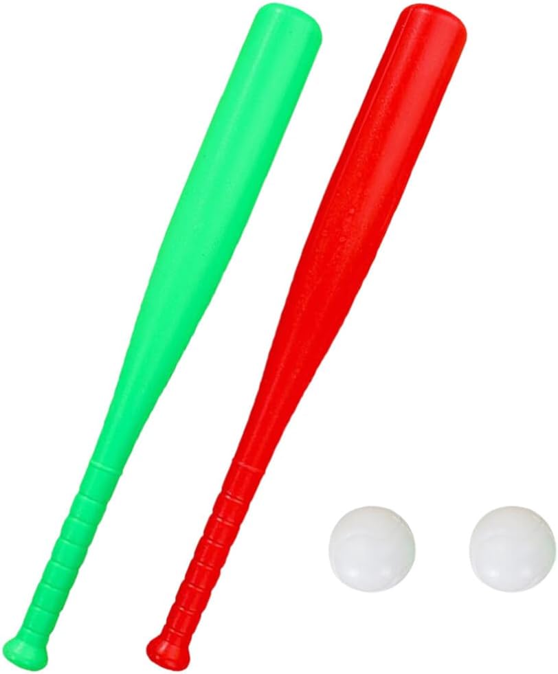 Amazon.com: Toyvian 2 Sets Kids Baseball Bat Set, Plastic Baseball Bat ...