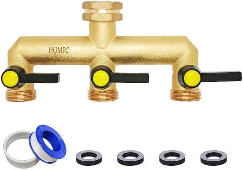 STYDDI Full Flow 3-Way Garden Hose Splitter, Solid Brass High Volume 3 ...