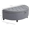 Amazon.com: HOMCOM Half Moon Storage Ottoman, Upholstered Button Tufted ...