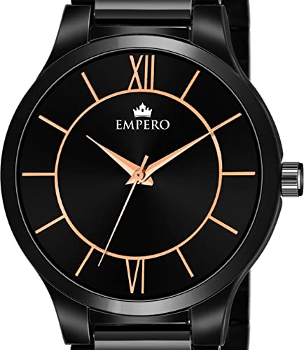 Buy EMPERO-S201 Slim Black Stainless Steel Adjustable Lock Analog Men's ...