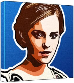 Emma Watson - Pop Art Print (Comic Effect; Blue Background) 50 x 50 x 2 ...