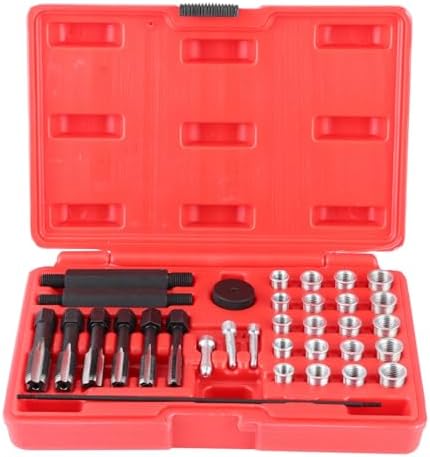 TKSE Glow Plug Thread Repair Kit,33PCS A3 Steel Glow Plug Removal ...