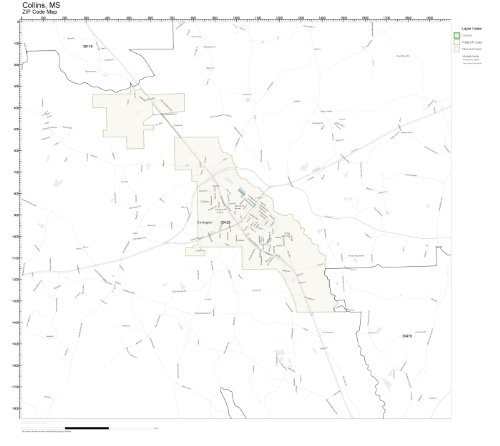 ZIP Code Wall Map of Collins, MS ZIP Code Map Not Laminated: Amazon.com ...