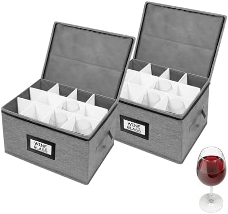 Amazon.com: HURZMORO Wine Glass Storage Box with Dividers – Durable ...