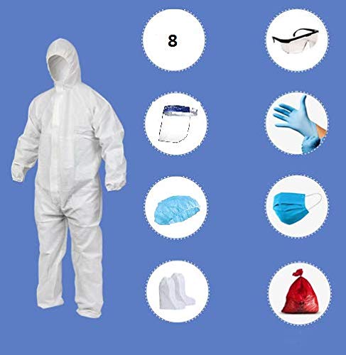 Elect Store | PPE Kit Coverall Suit, Hand Gloves & Head Cap, Face ...