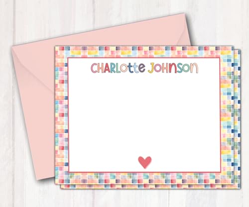 Amazon.com: Personalized Stationery for Girls - Flat A2 Size Note Cards ...