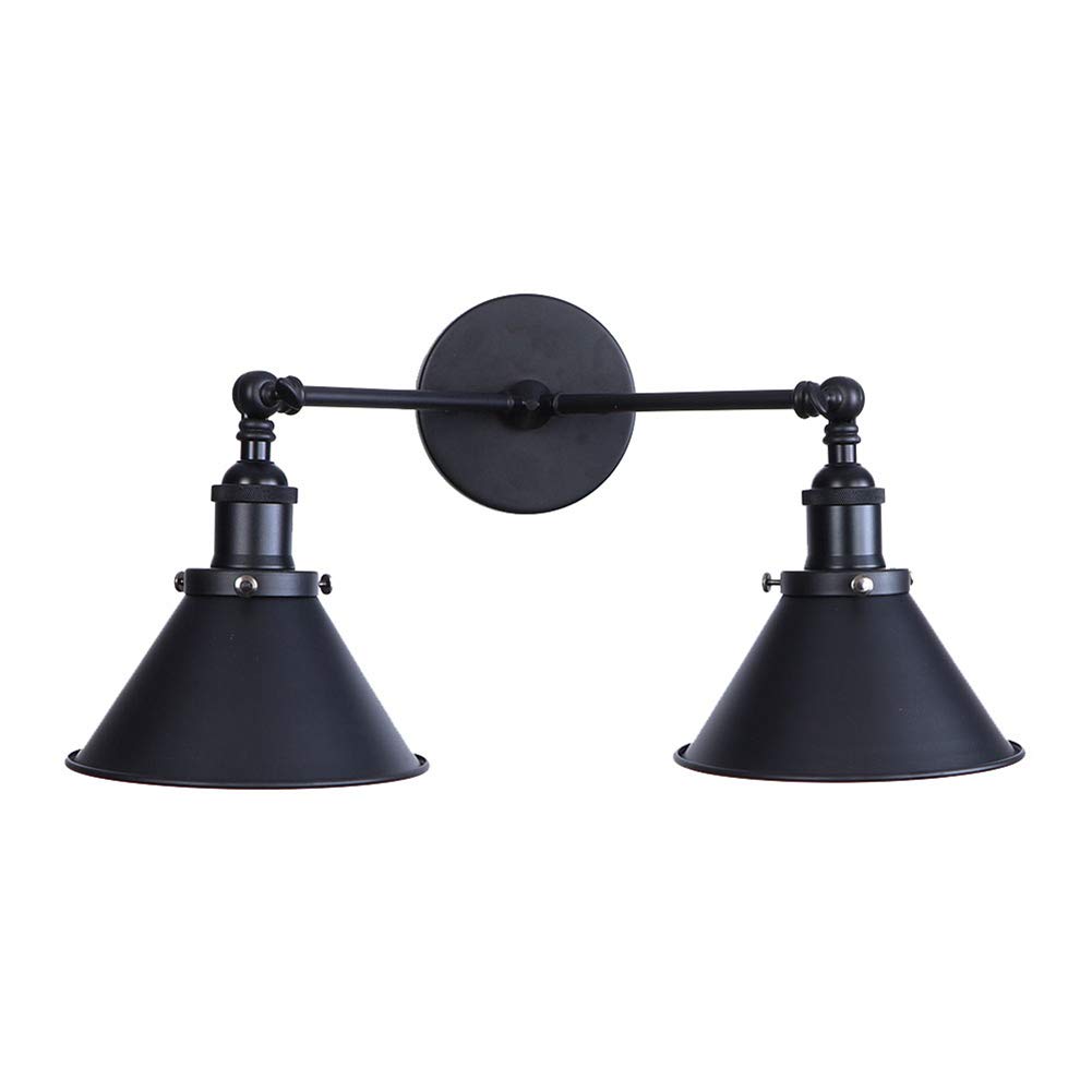 ATC® Black Wall Light Sconce 2-Light Arm Adjustable Funnel-Shaped ...