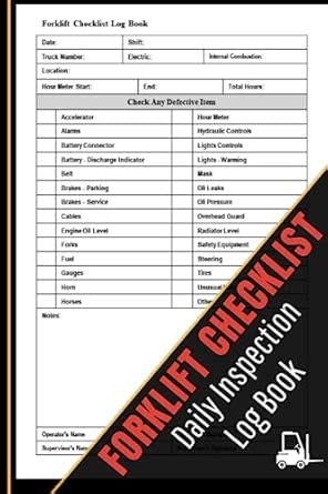 Buy Forklift Daily Inspection Checklist Log Book: Maintenance and ...
