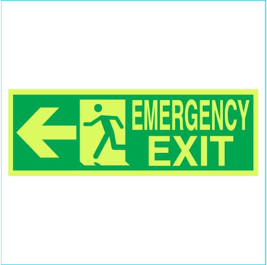 Buy Emergency Exit Left Arrow Glow Sign Emergency fire Safety Radium ...