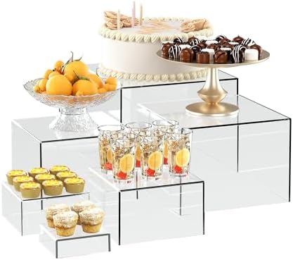 Amazon.com: Buffet Risers,6 PCS White Acrylic Risers for Food Display ...