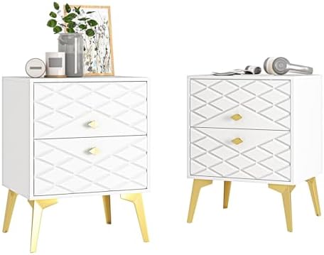 Amazon.com: Anbuy Navy Blue Nightstand Set of 2, End Side Table Double ...