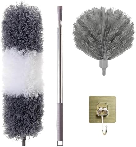 JNBGTU 6.9Ft Feather Duster, Extendable Bendable Washable Cobweb Brush ...