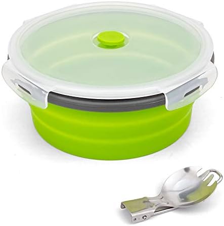 COLORCORAL Collapsible Camping Bowl Portable Silicone Bowl with Lid and ...
