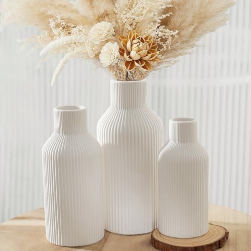 Amazon.com: Bule Ceramic Vases Set of 2, Modern Decorative Flower Vase, Minimalism Vase for Home ...