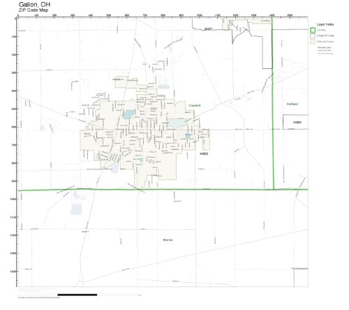 Amazon.com : ZIP Code Wall Map of Galion, OH ZIP Code Map Not Laminated ...