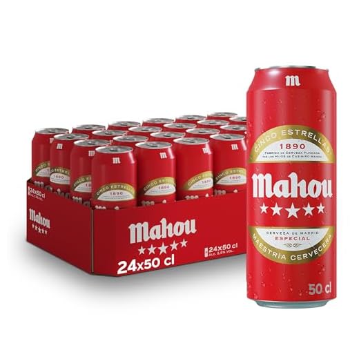 Mahou 5 Estrellas, Pack de 24 Latas x 50 cl, Cerveza Especial Dorada ...
