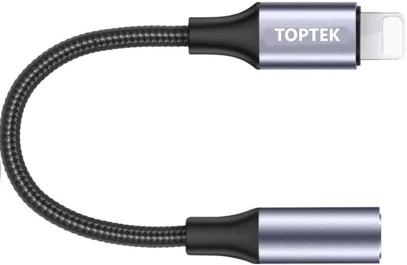 TOPTEK Premium Adapter compatible with iPhone to AUX 3.5mm headphone ...