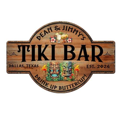 Amazon.com: THUYPT Personalized Tiki Bar Sign, Wooden Printed Sign Tiki ...