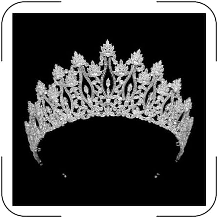 Amazon.com : Jorsnovs Luxury Cubic Zirconia Tall Wedding Crowns for ...