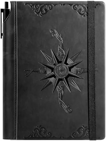 CAGIE Compass Leather Notebook Journal for Men, 100 GSM 288 Pages Lined ...