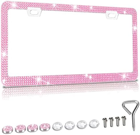 Amazon.com: Pink Rhinestone License Plate Frame,Bling Bling License ...