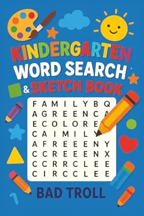 Kindergarten Word Search and Sketch Book: Early Learning Word Searches ...