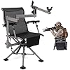 Giantex 360° Swivel Hunting Chair with Gun Rest, Adjustable Armrests ...