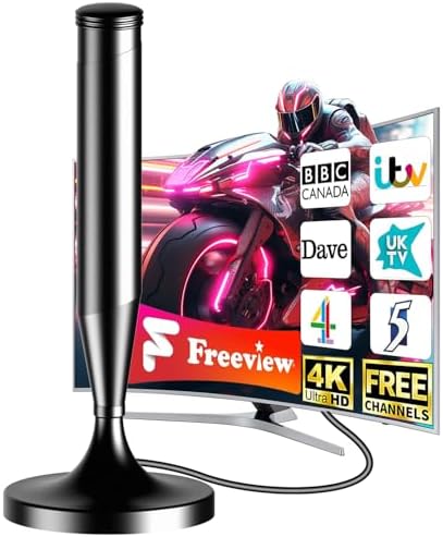 TV Aerial Indoor - Freeview HD Digital TV Antenna with 360+ Miles Range ...