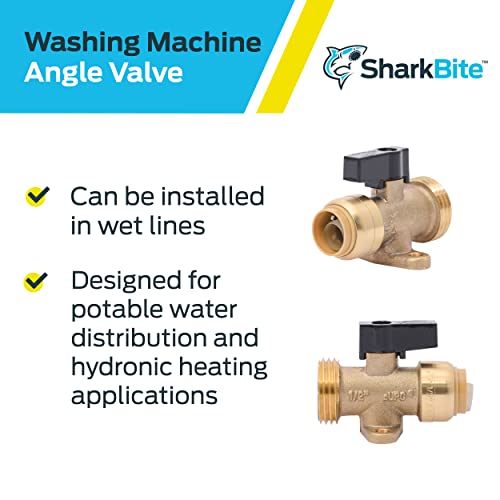 SharkBite 1/2 Inch x 3/4 Inch MHT Washing Machine Angle Valve, Push To ...