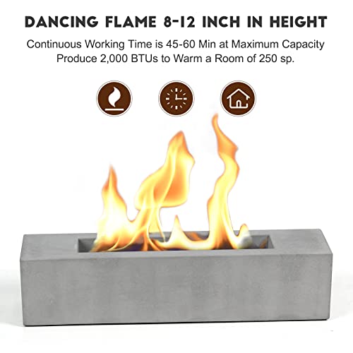 Poofzy Tabletop Fire Pit, Portable Concrete Table Top Firepit for ...