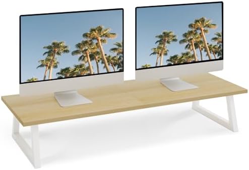 Amazon.com: TEAMIX White Dual Monitor Riser, 31.5 inch Long Monitor ...