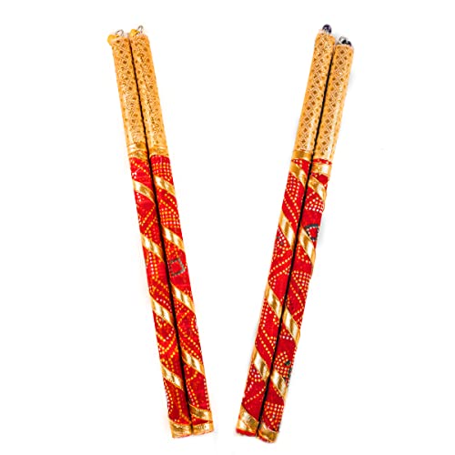 Traditional Dandiya Garba Decorative Sticks set of 2 Pairs for Navratri ...