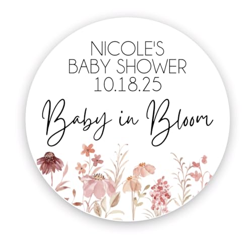 Amazon.com: Baby in Bloom Baby Shower Favor Stickers for Girls ...