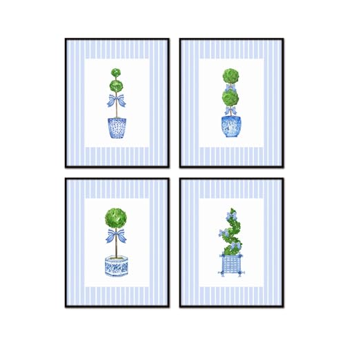 Amazon.com: Watercolor Topiary Print Set No. 1, Chinoiserie Wall Art ...