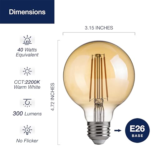 Snapklik.com : Vintage Globe LED Edison Bulbs, G25 Dimmable Flexible ...