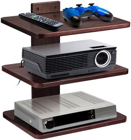 Amazon.com: MOJIEZUO Floating Entertainment Shelf, 3-Shelf Wooden ...