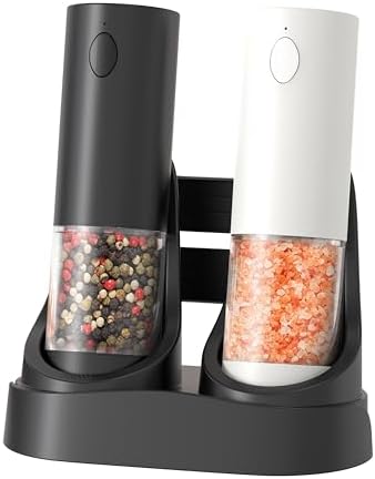 Amazon.com: Electric Salt and Pepper Grinder Set — Gravity Rechargeable Salt Pepper Grinder with ...