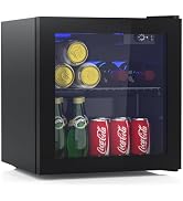 ADVWIN Bar Fridge, Mini Fridge Glass Door Small Beverage Refrigerator ...