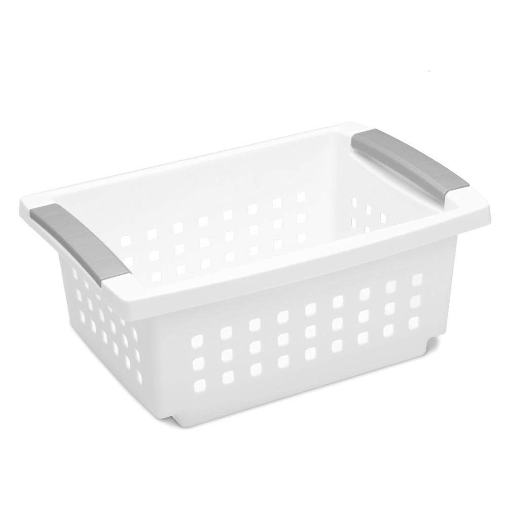 Amazon.com: Sterilite 16608006 Small Stacking Basket, White Basket w ...