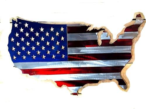 Amazon.com: United States FULL SIZE Full Color Metal Flag OUTLINE shape ...