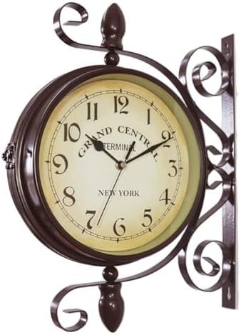 Amazon.com: Eioflia Outdoor Clocks, Double Sided Clock Vintage Station ...