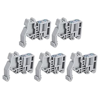 MECCANIXITY DIN Rail Mount Terminal Blocks End Stopper Screw Type Clamp Grey E/UK Pack of 30 ...