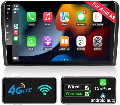 Android Autoradio CarPlay & Android Auto für Audi_A3 S3 RS3 2GB+32GB 9 Zoll QLED Bildschirm AM ...