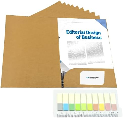 10 Pcs A4 Kraft Paper File Folder with Cards Slot Book Pockets Project ...