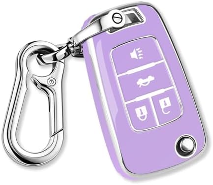 Amazon.com: QBUC for Chevy Key Fob Cover With Keychain Silver Trim Soft ...