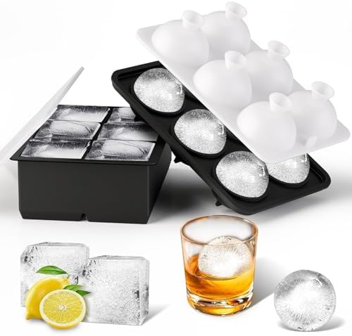 Foonii Pack of 2 Ice Cube Trays, BPA-Free Large Ice Ball Mould, LFGB ...